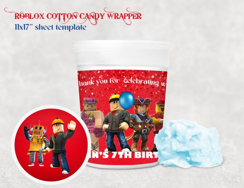 ROBLOX COTTON Candy Wrapper- PRINTABLE Digital Download- Personalized ...