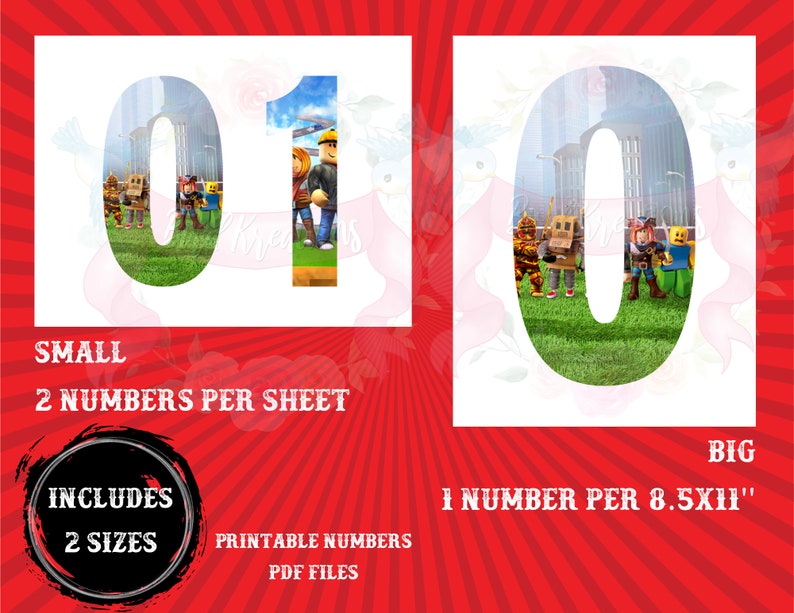 ROBLOX NUMBERS 0-9 Roblox Birthday PRINTABLE Numbers Roblox - Etsy