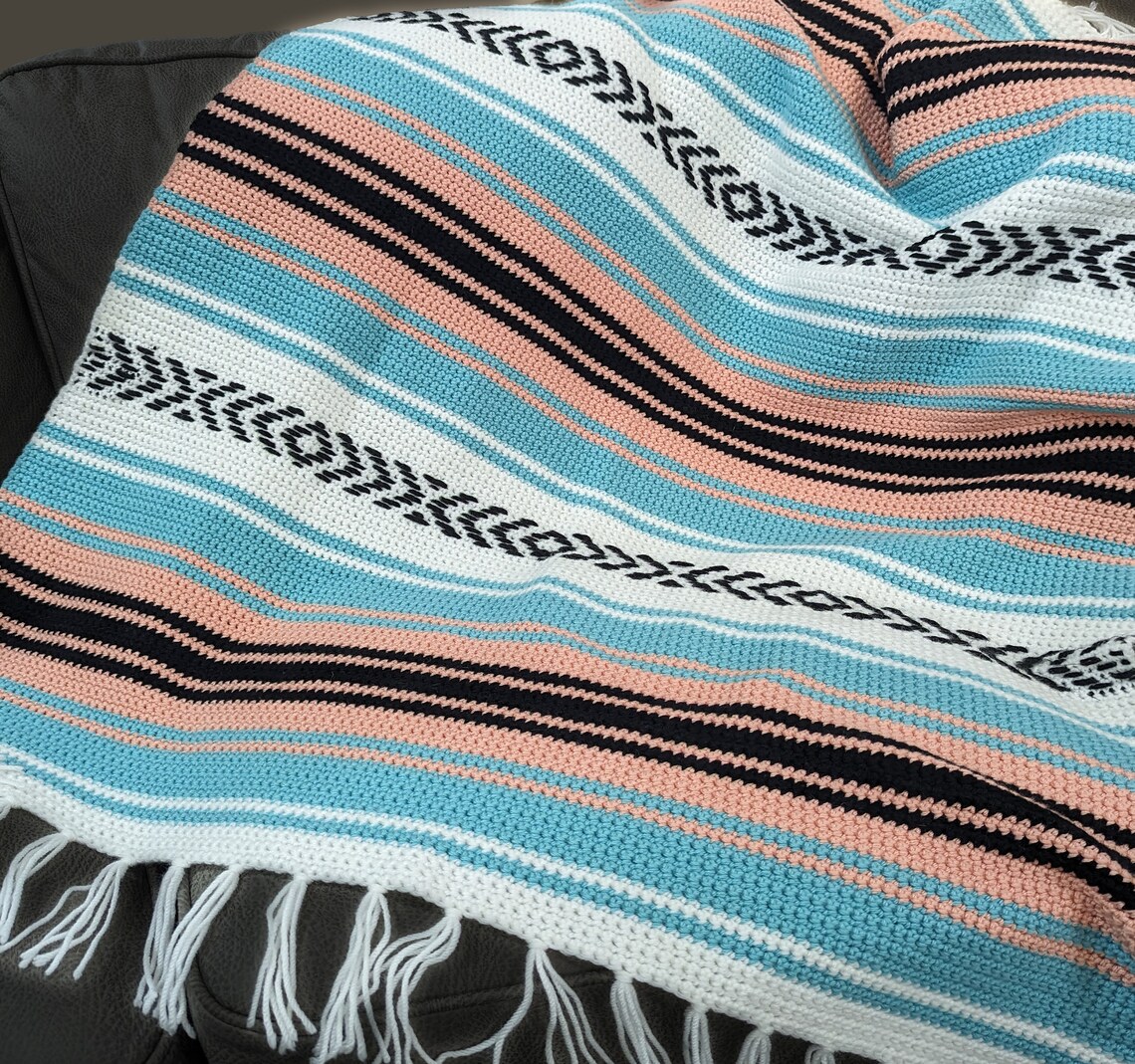 San Diego Mexican Blanket Crochet Pattern / Serape Afghan Blanket ...