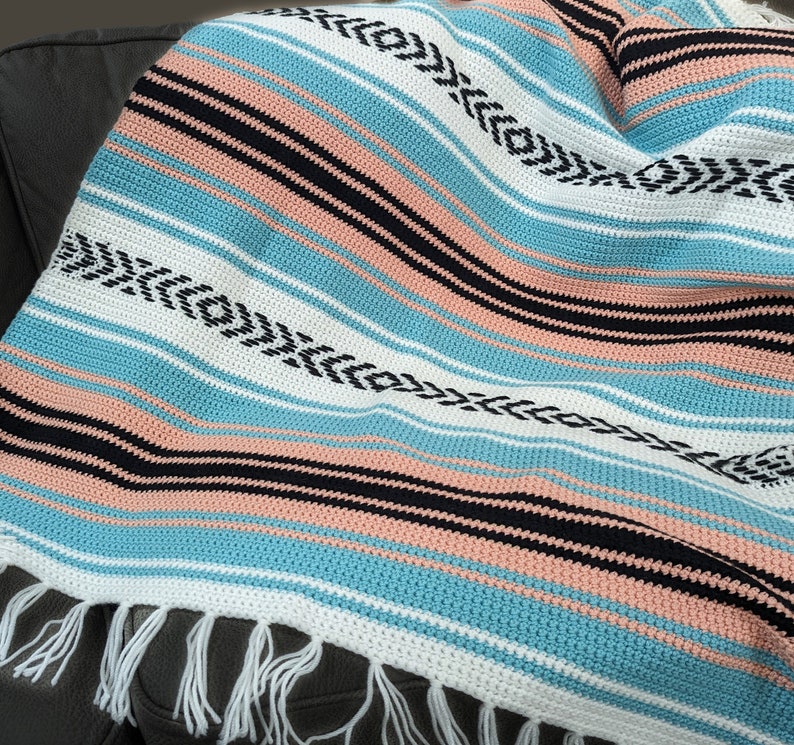 San Diego Mexican Blanket Crochet Pattern / Serape Afghan Blanket ...