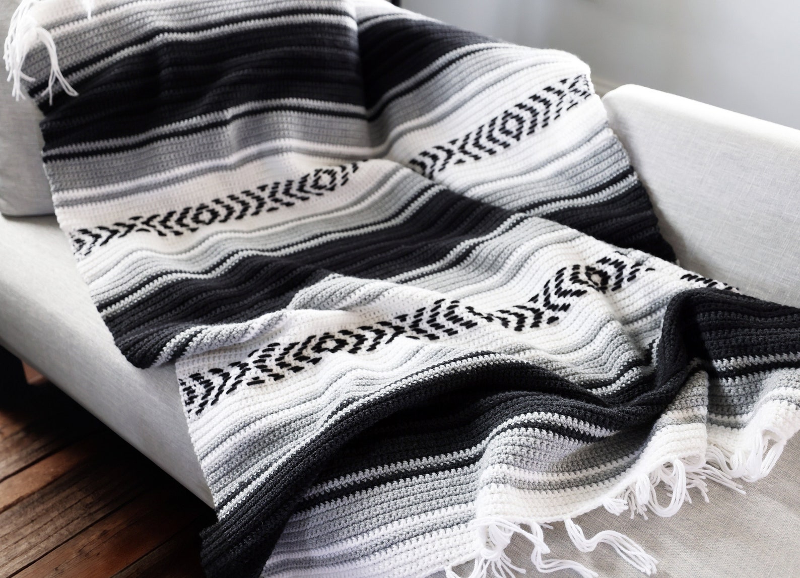 Mexican Serape Blanket Crochet Pattern / Sarape Afghan Blanket / Navajo ...