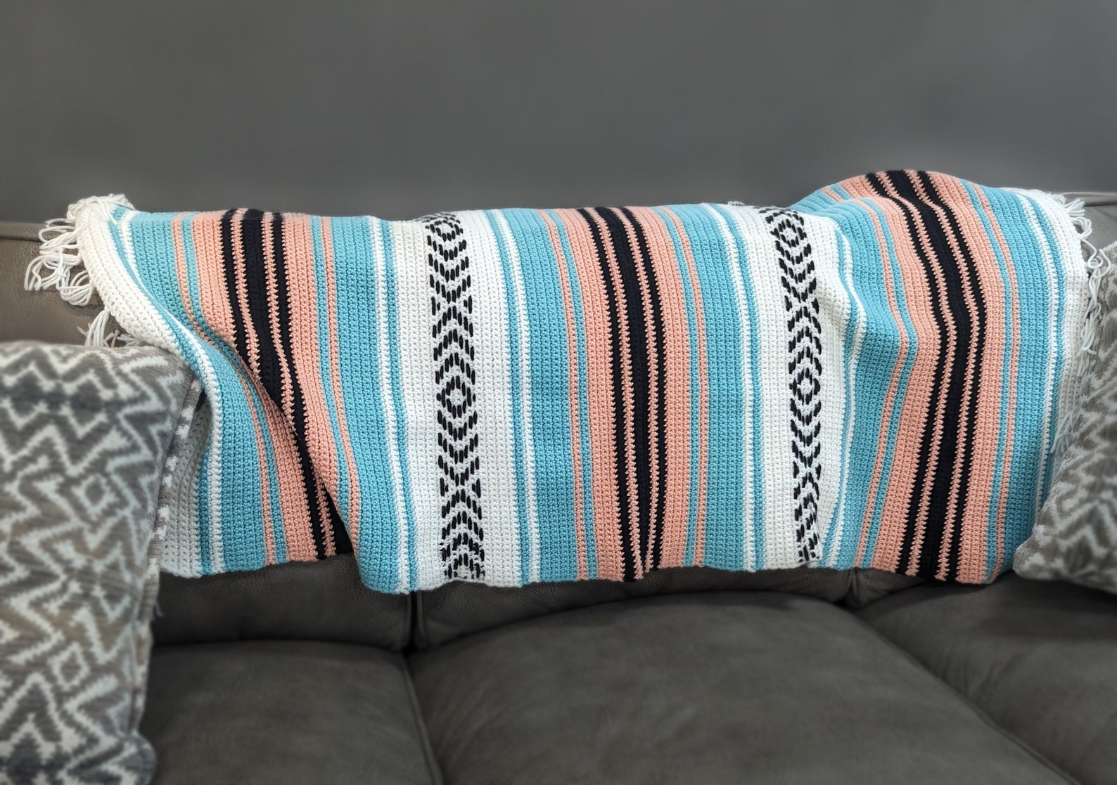 San Diego Mexican Blanket Crochet Pattern / Serape Afghan Blanket ...