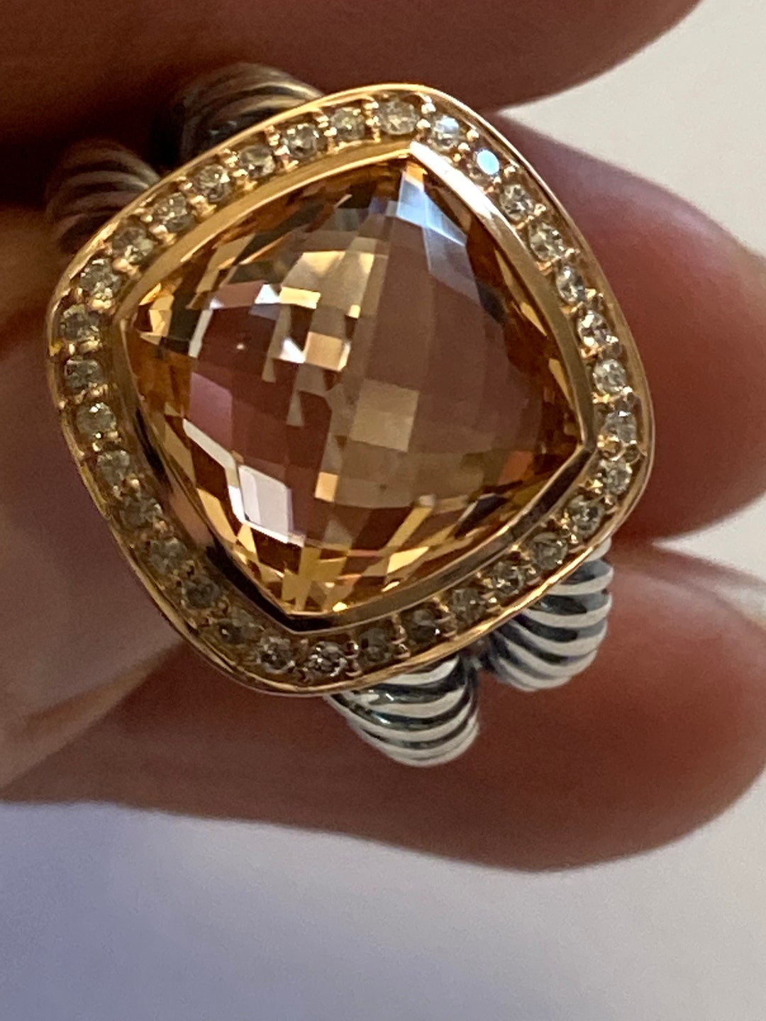 David Yurman Albion Ring, Morganite and Diamond, Sterling Silver and ...