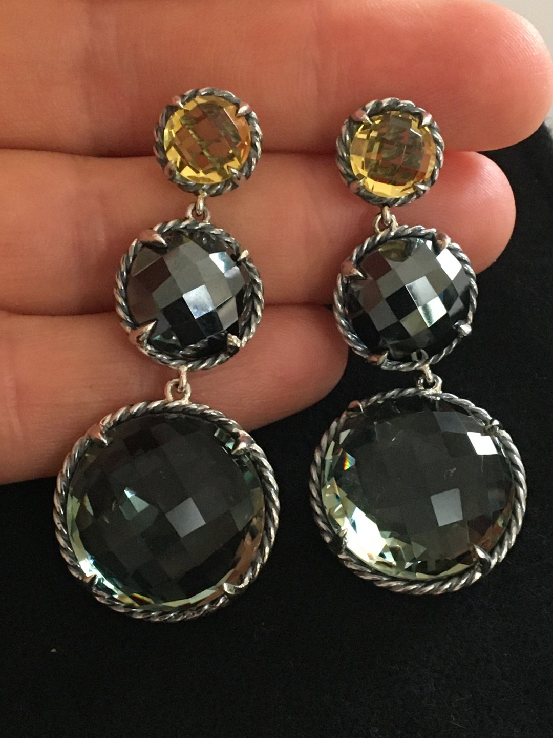 David Yurman Chatelaine Round Drop Earrings, Yellow Quartz , Hematine ...