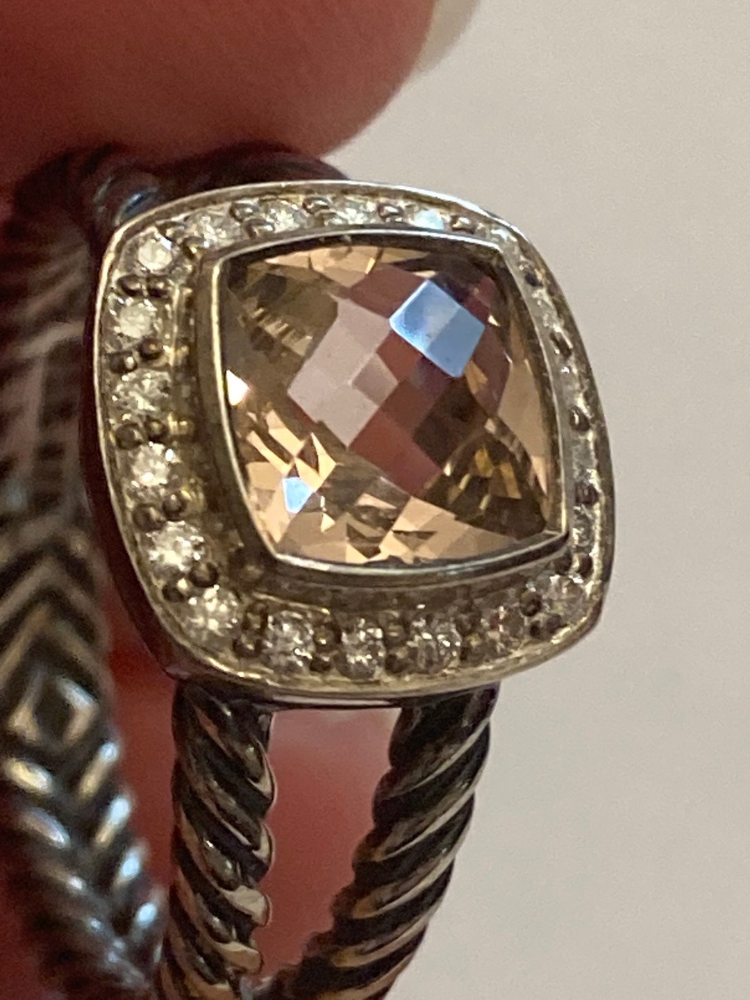 PREVIOUSLY USED David Yurman Petite Albion Morganite Diamond Ring ...