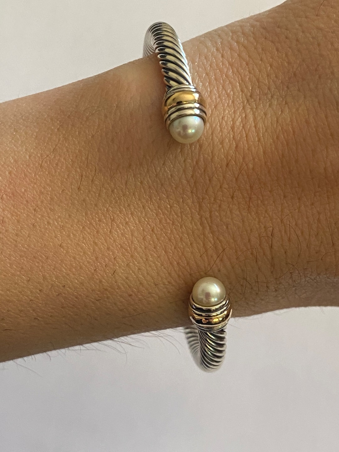 David Yurman Classic Pearl Bracelet,5mm 925 Sterling Silver & 14K Gold ...