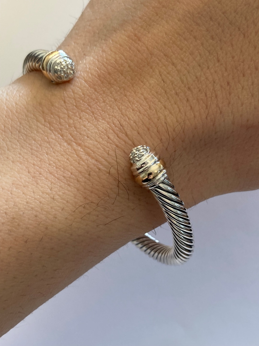 David Yurman 5mm Classic Diamond Bracelet, 925 Sterling Silver & 14K ...