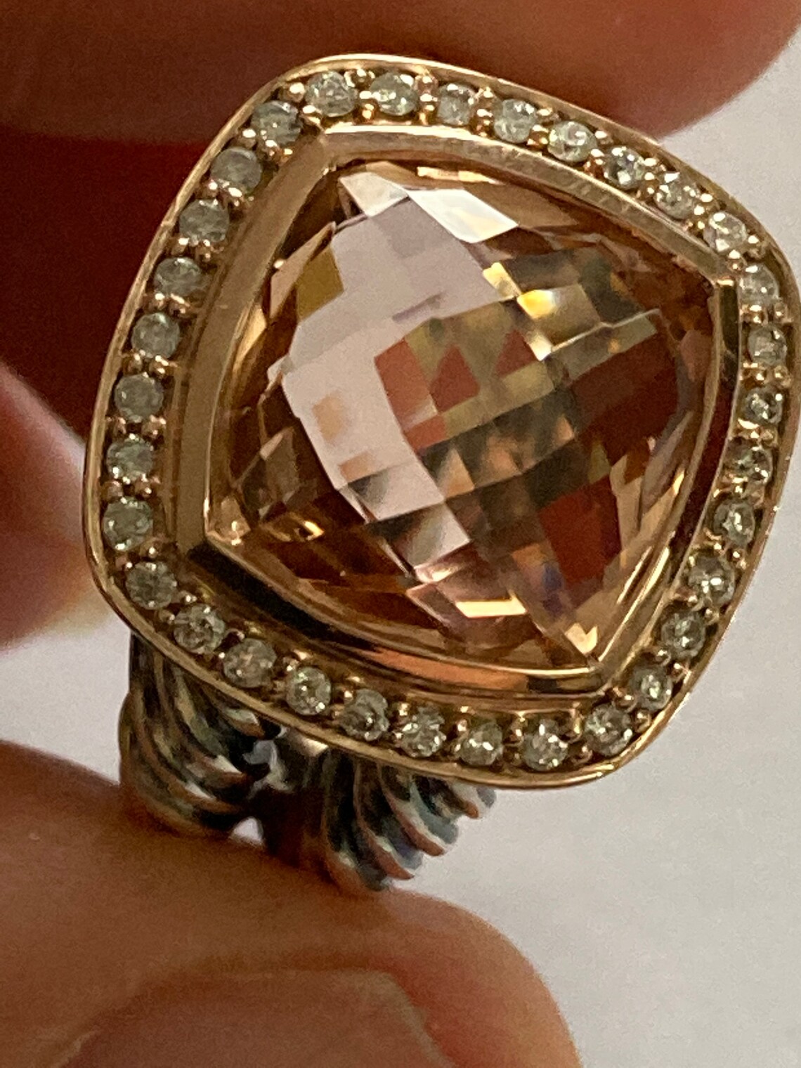 Pre Owned David Yurman Albion Morganite 11mmx11mm 925 Sterling - Etsy