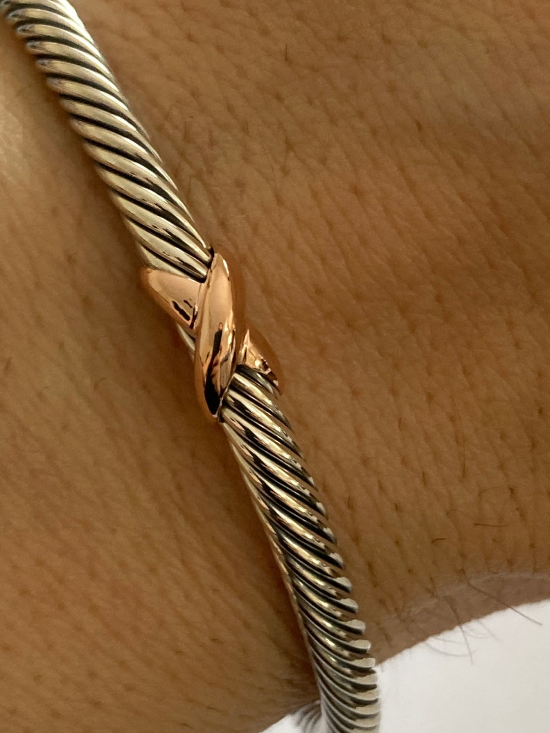 David Yurman ROSE Gold X Bracelet4mm 925 Sterling Silver & - Etsy