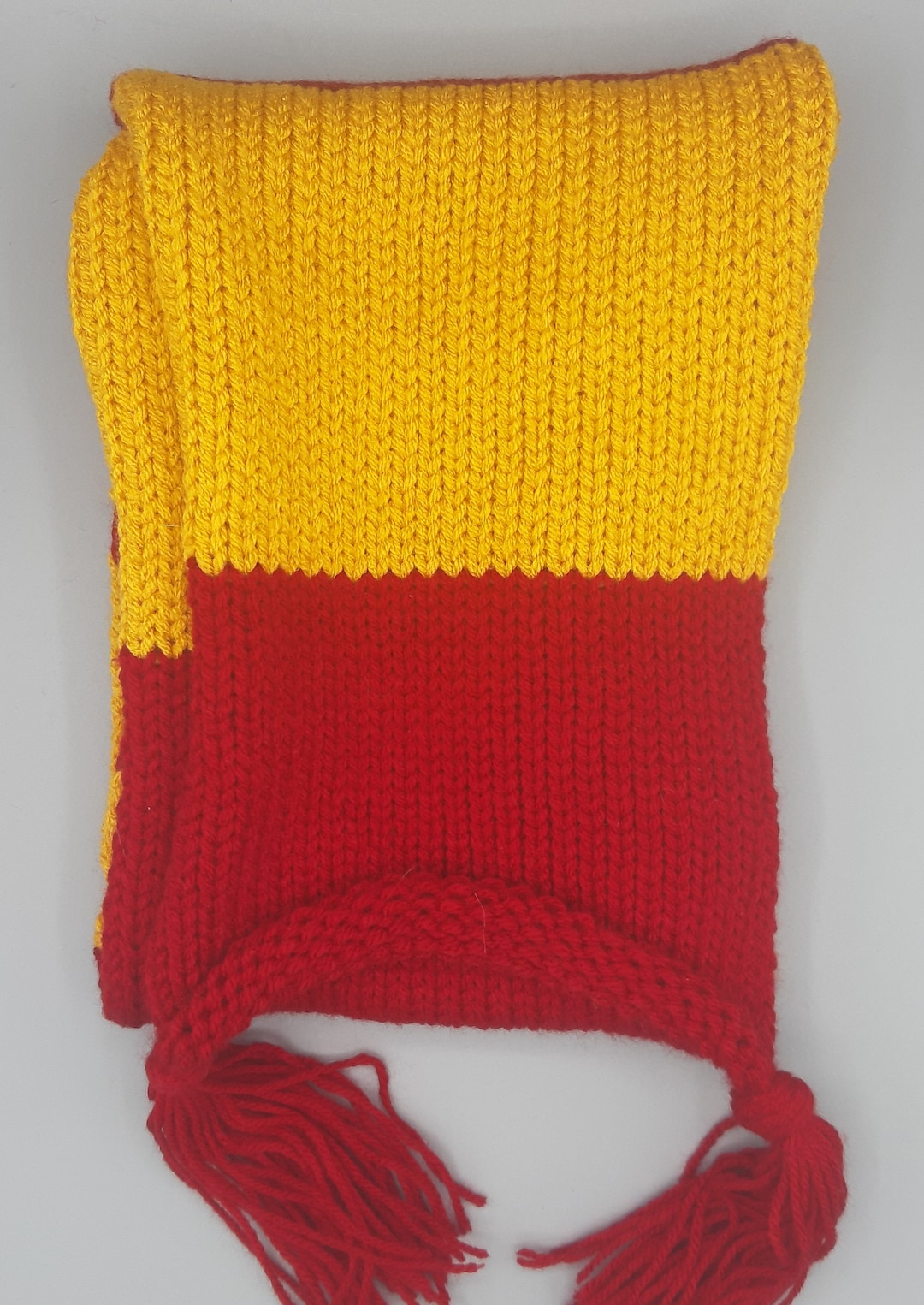 Hand Knitted Chunky Red and Yellow Scarf - Etsy