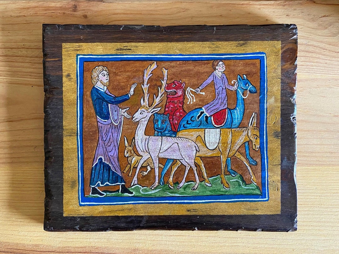 Adam Hand Painted on Wood Medieval Art - Etsy