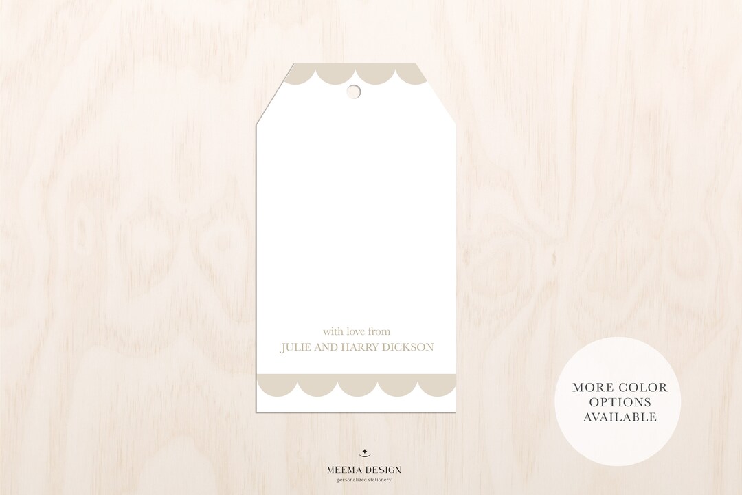 Scallop Personalized Party Favor Tags / Wavy Border Gift Tags/ Chic ...