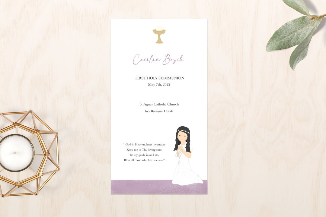 First Holy Communion Remembrance Cards Girls/personalized Girl Image ...