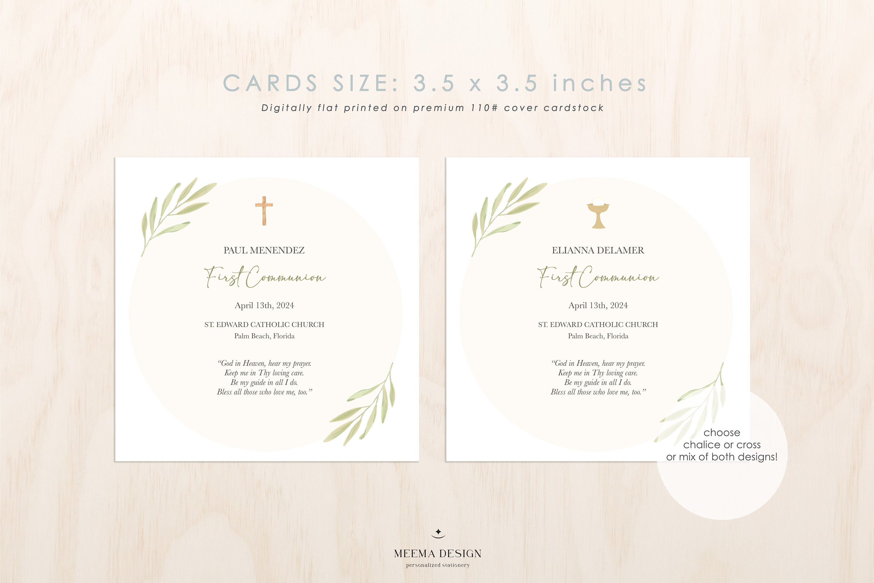First Holy Communion Square Remembrance Cards/image Christian ...