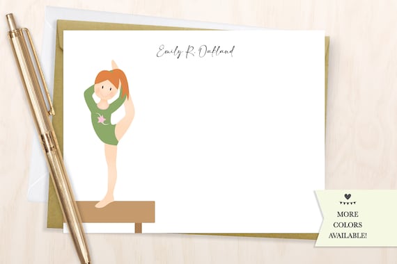 Gymnastics Note Card/gymnast Stationerygirl Gymnast - Etsy