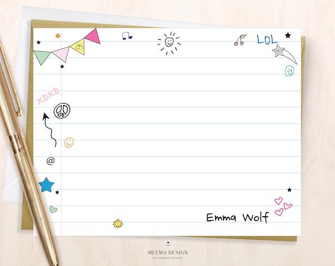 Personalized Sassy Note Card Set Cute Stationery for Teens - Etsy