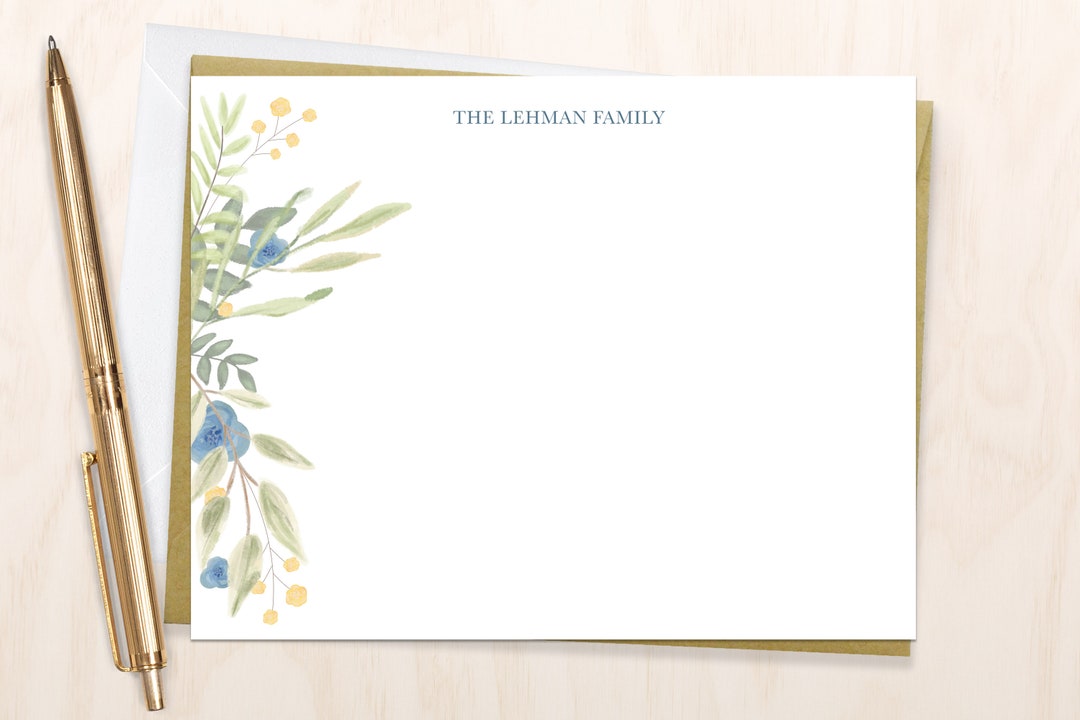 Greenery Personalized Notecard Set /feminine Personalized Stationery ...