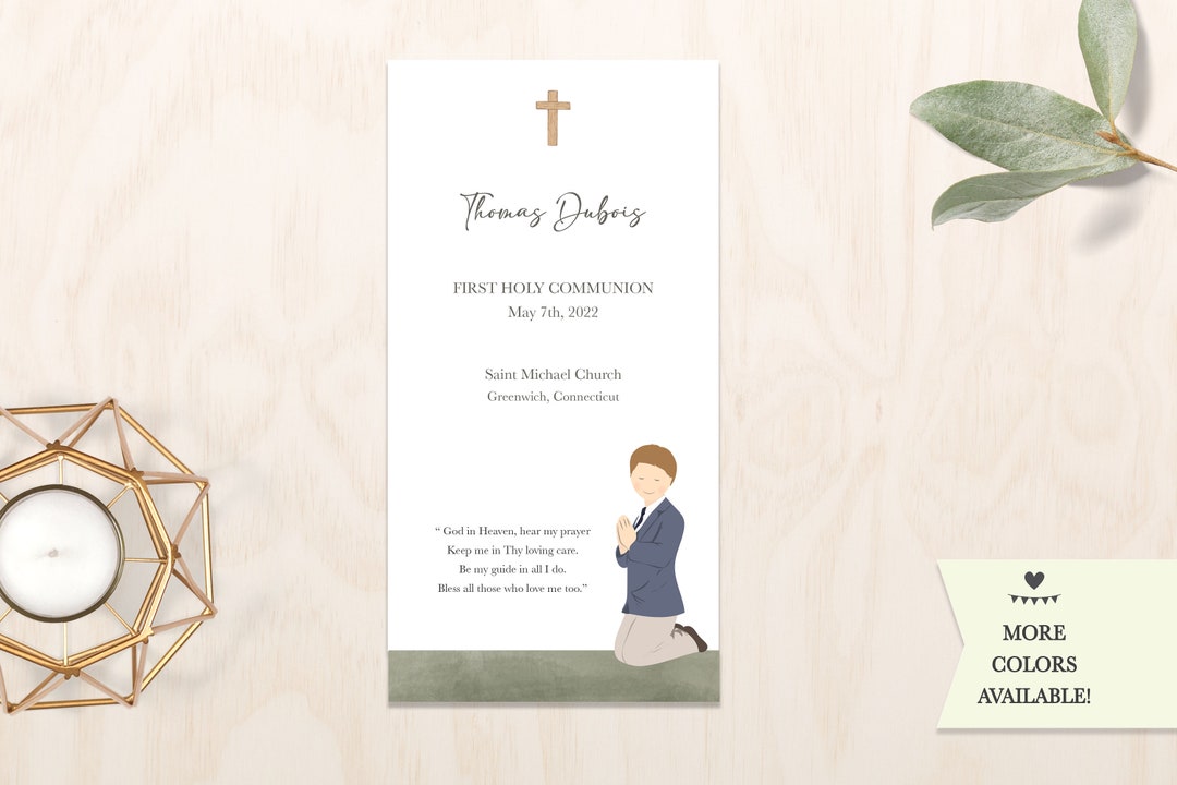 Personalized First Communion Remembrance Cards for Boys - Etsy