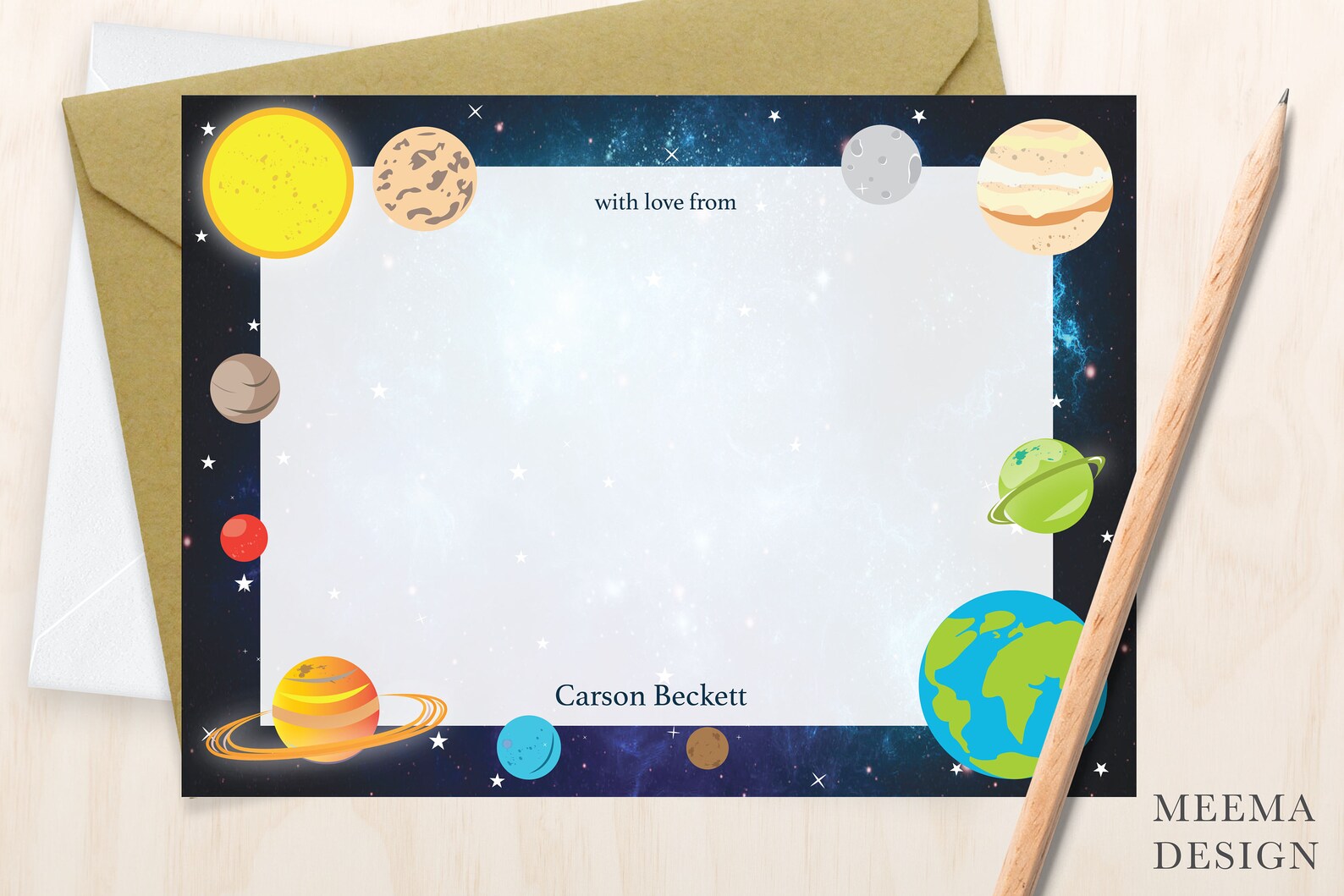 Planets Personalized Notecard Set / Space Notecards/galaxy Personalized ...