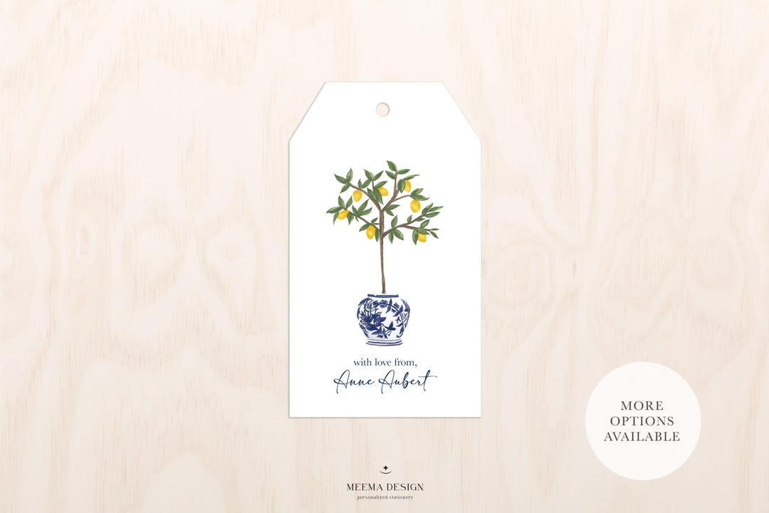 Personalized Lemon Tree Gift Tags: Chinoiserie Favor Tags - Etsy