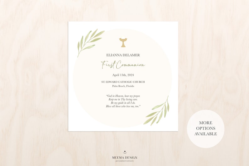 First Holy Communion Square Remembrance Cards/image Christian ...