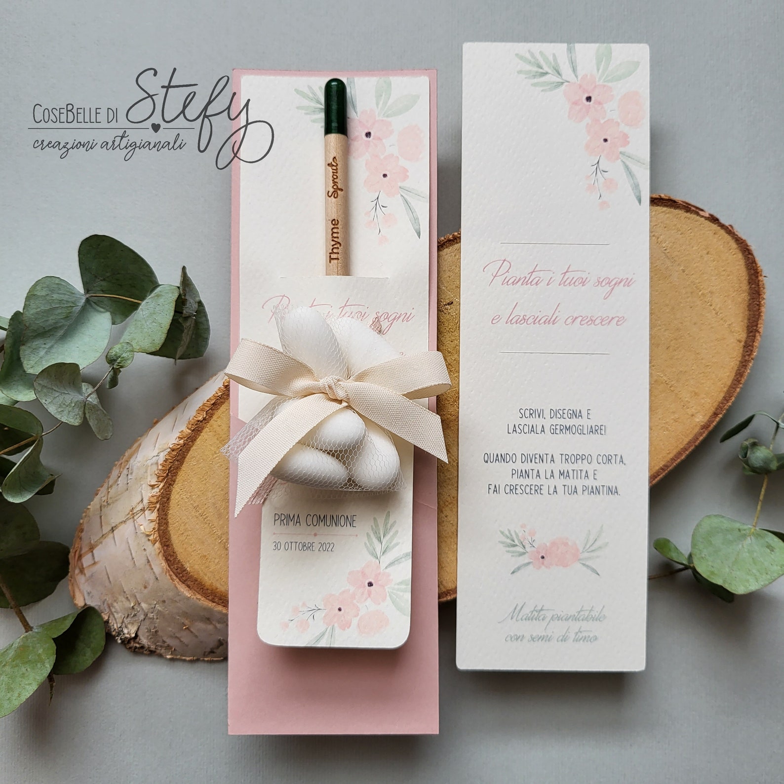 BOMBONIERA ECOLOGICA con matita piantabile con confetti euro - Etsy Italia