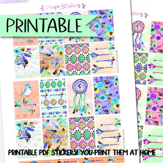 Boho Dreams Deco Box KIT Printable PDF Planner Stickers / - Etsy