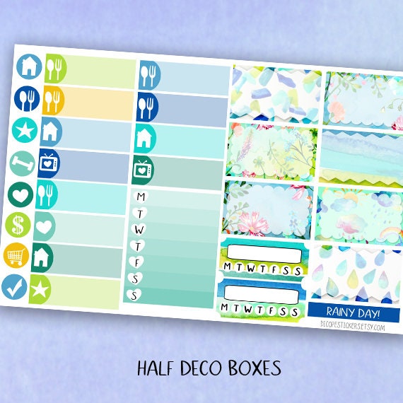 Rainy Days Planner Stickers / Watercolor Rain Weather and - Etsy