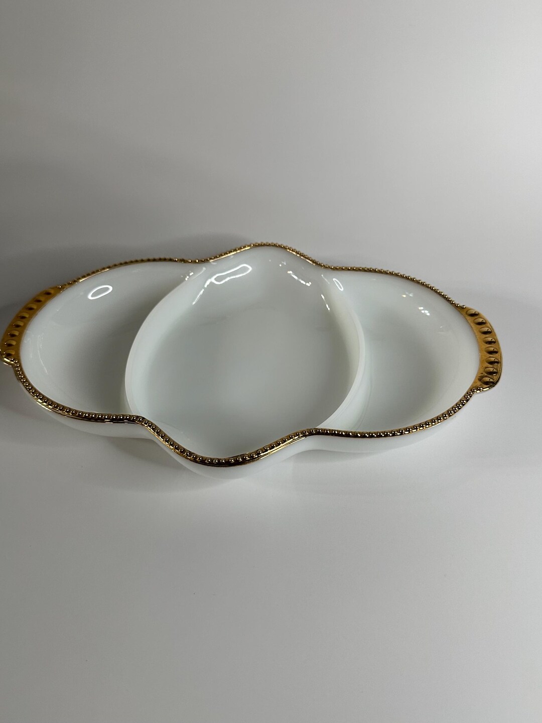 Vintage Fire King Divided Milk Glass Dish Serving Tray Dish Circa 1940s ...
