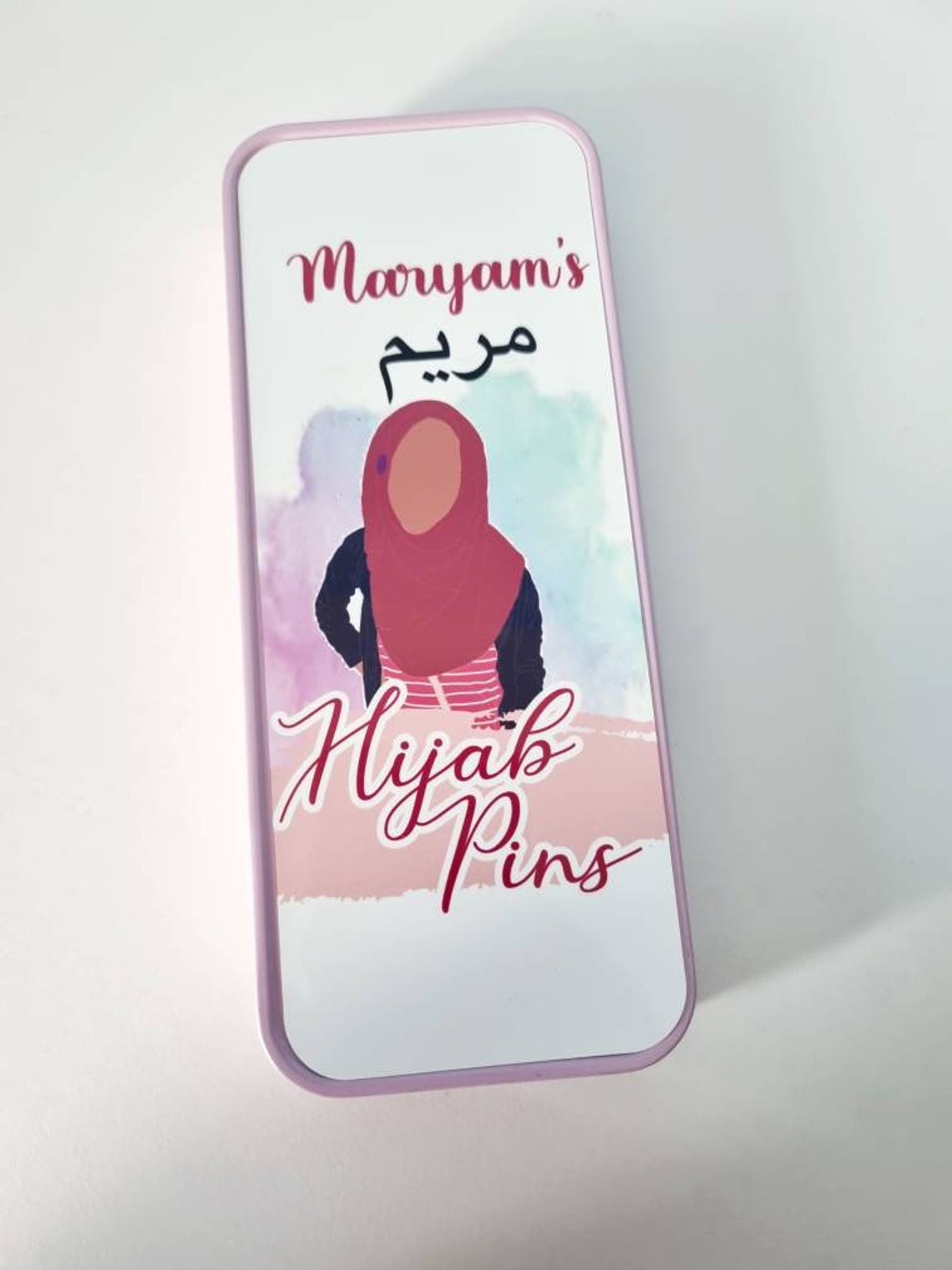 Hijab pin storage tin, gift for muslim women, Personalised islamic gift ...