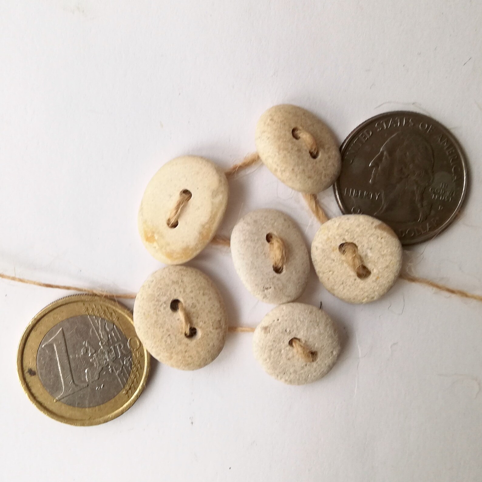 Natural Stone Buttons Lot 3-15 Pieces Double Drilled Flat Sea - Etsy