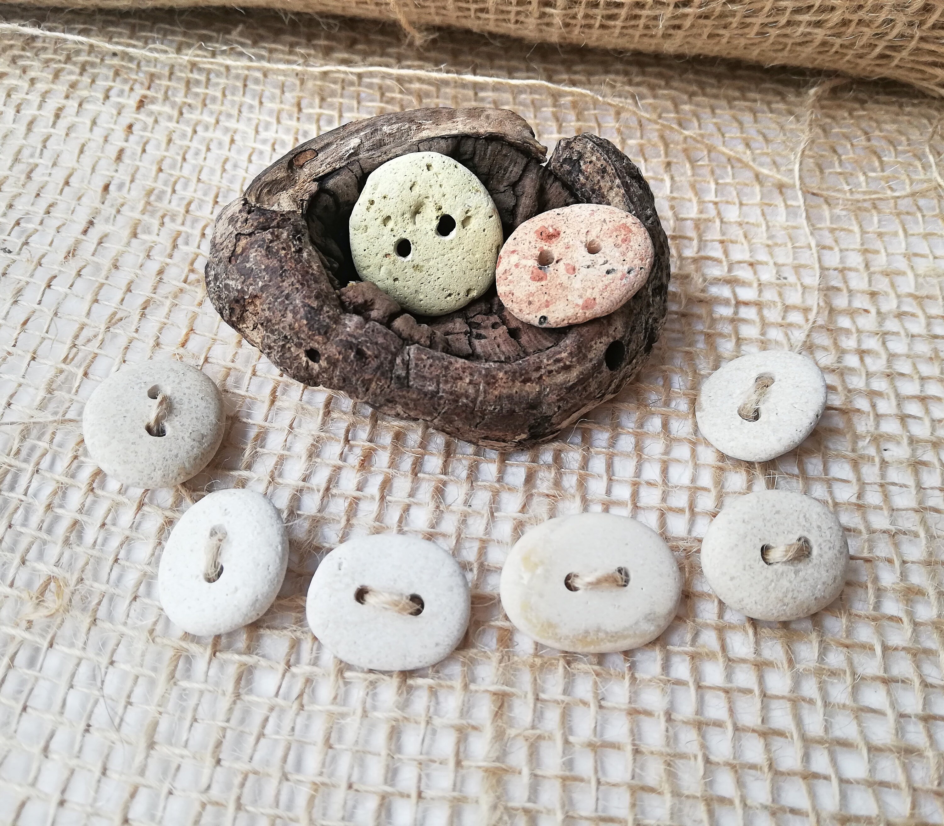 Natural Stone Buttons Lot 3-15 Pieces Double Drilled Flat Sea - Etsy