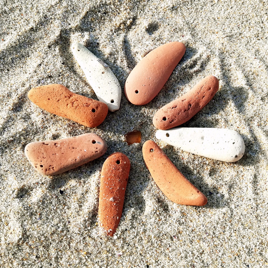 Gebohrte Strand Ziegel Keramik Meer Scherben chunky Terrakotta Anhänger ...