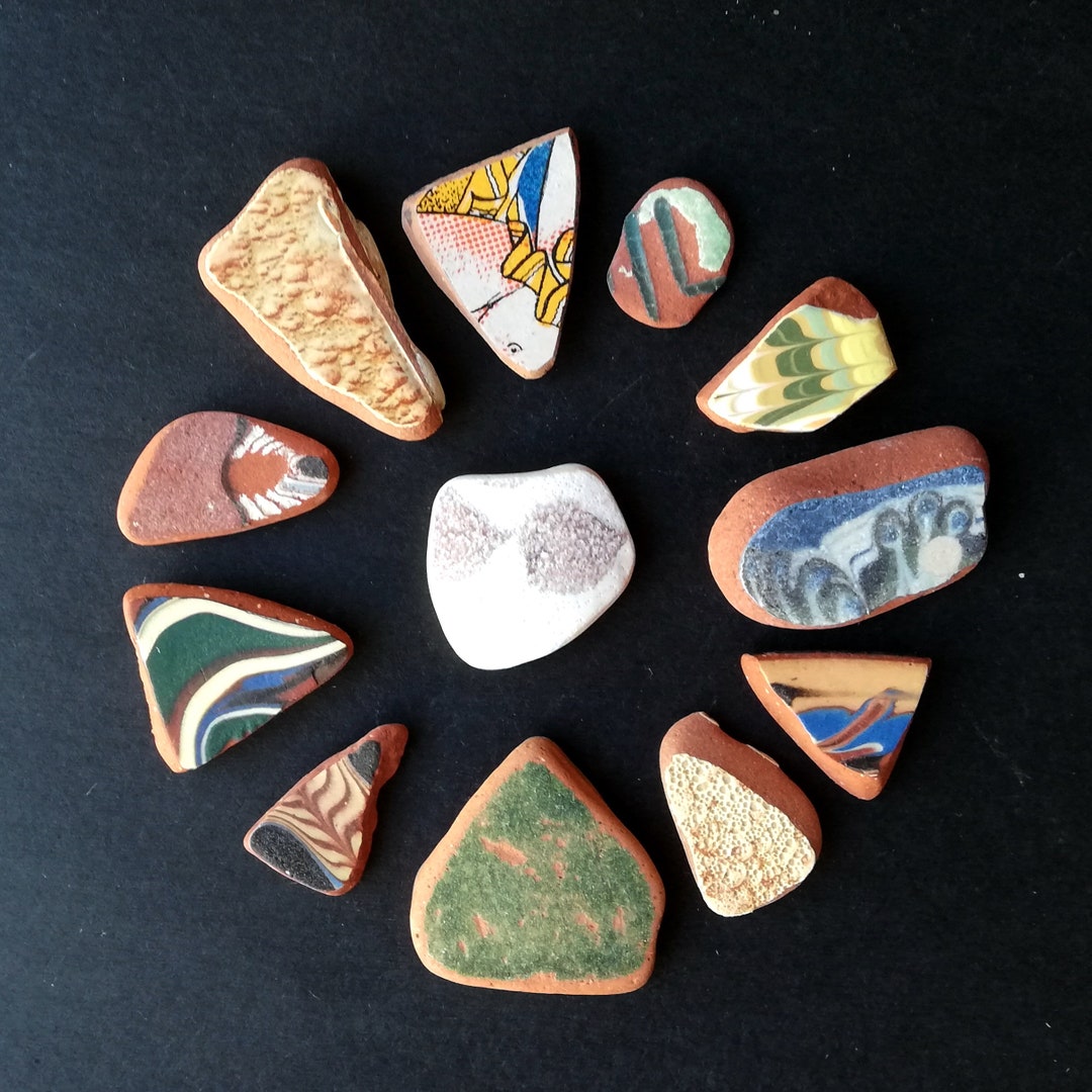 Sea Ceramic Pottery Shards Set 12 Collectible Sea Genuine - Etsy