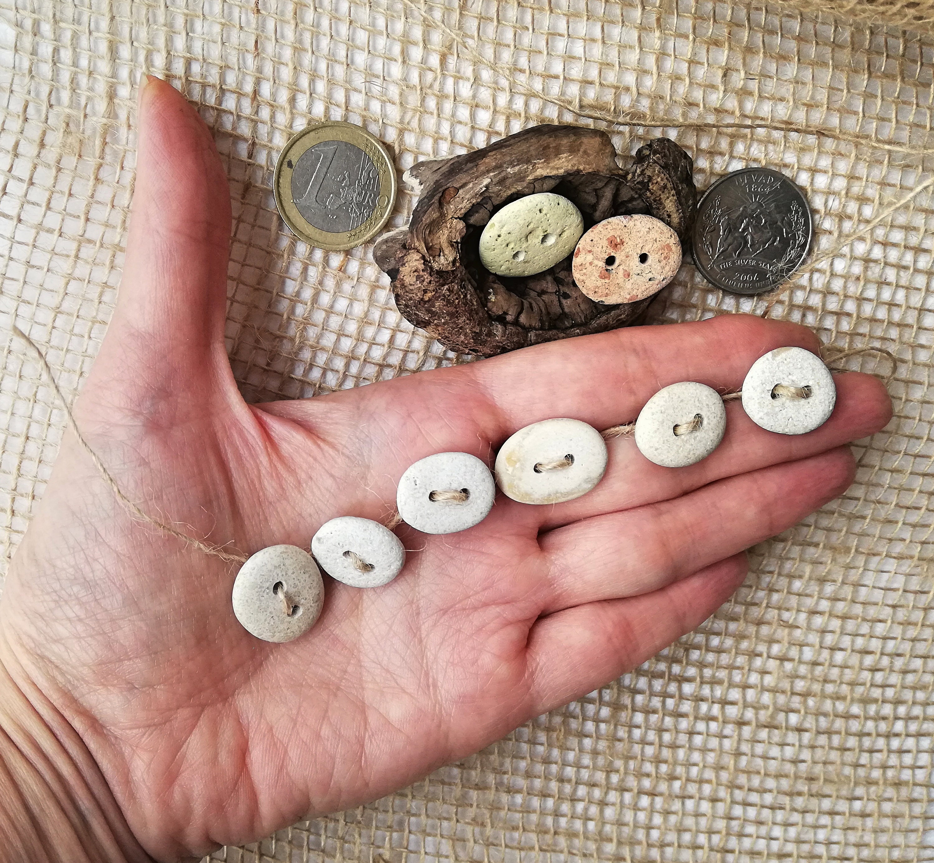 Natural Stone Buttons Lot 3-15 Pieces Double Drilled Flat Sea - Etsy