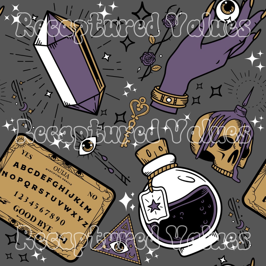 Purple Witchy Occult Vibes Ouija Board, Eyeball, Skull, Potion, PNG ...
