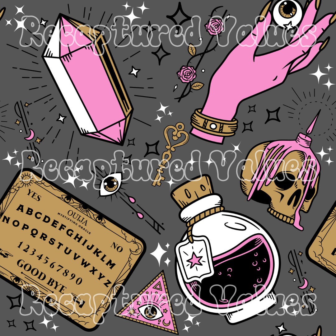 Pink Witchy Occult Vibes Ouija Board, Eyeball, Skull, Potion, PNG ...