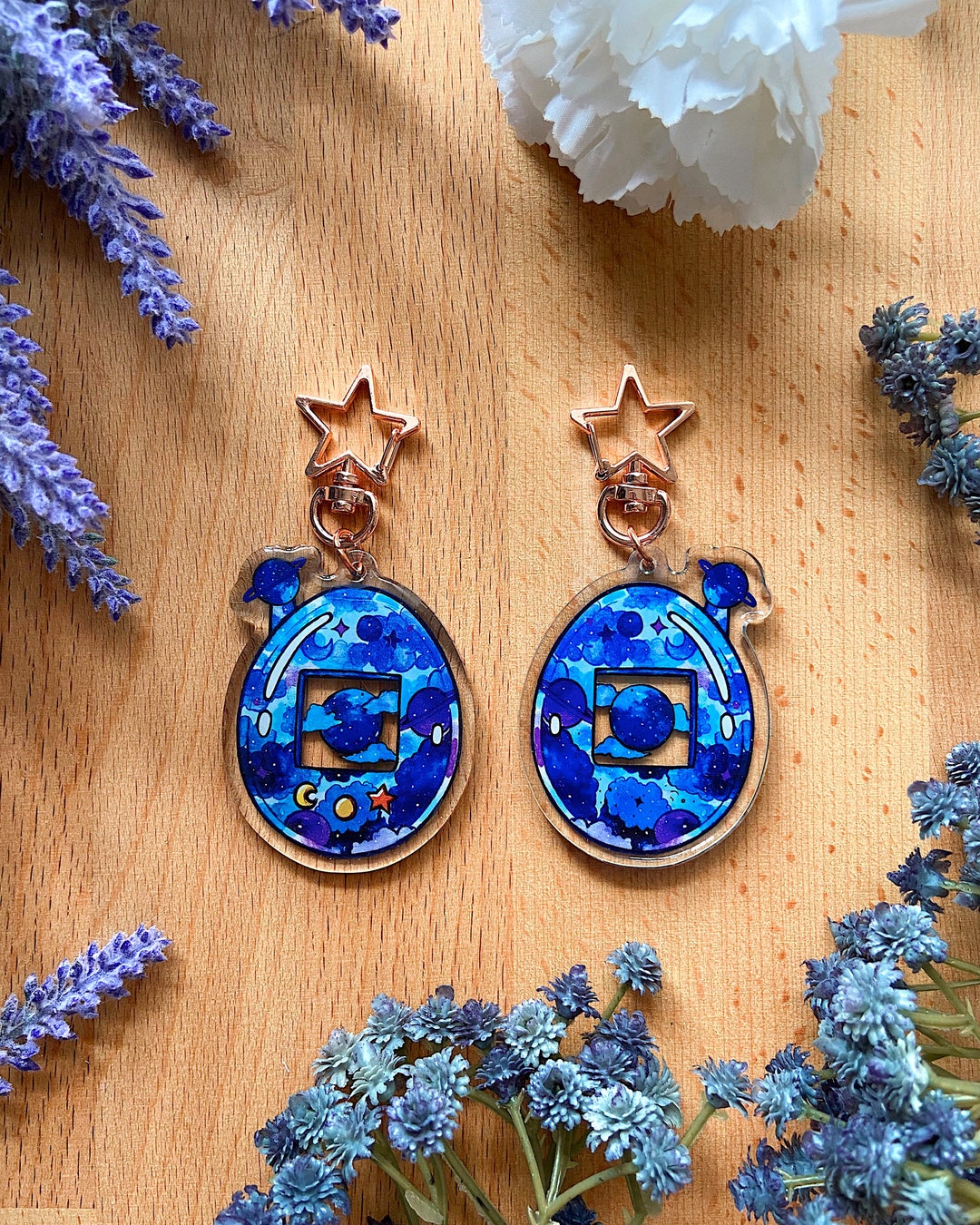 Star Cluster Watercolor Double-sided Keychain - Etsy