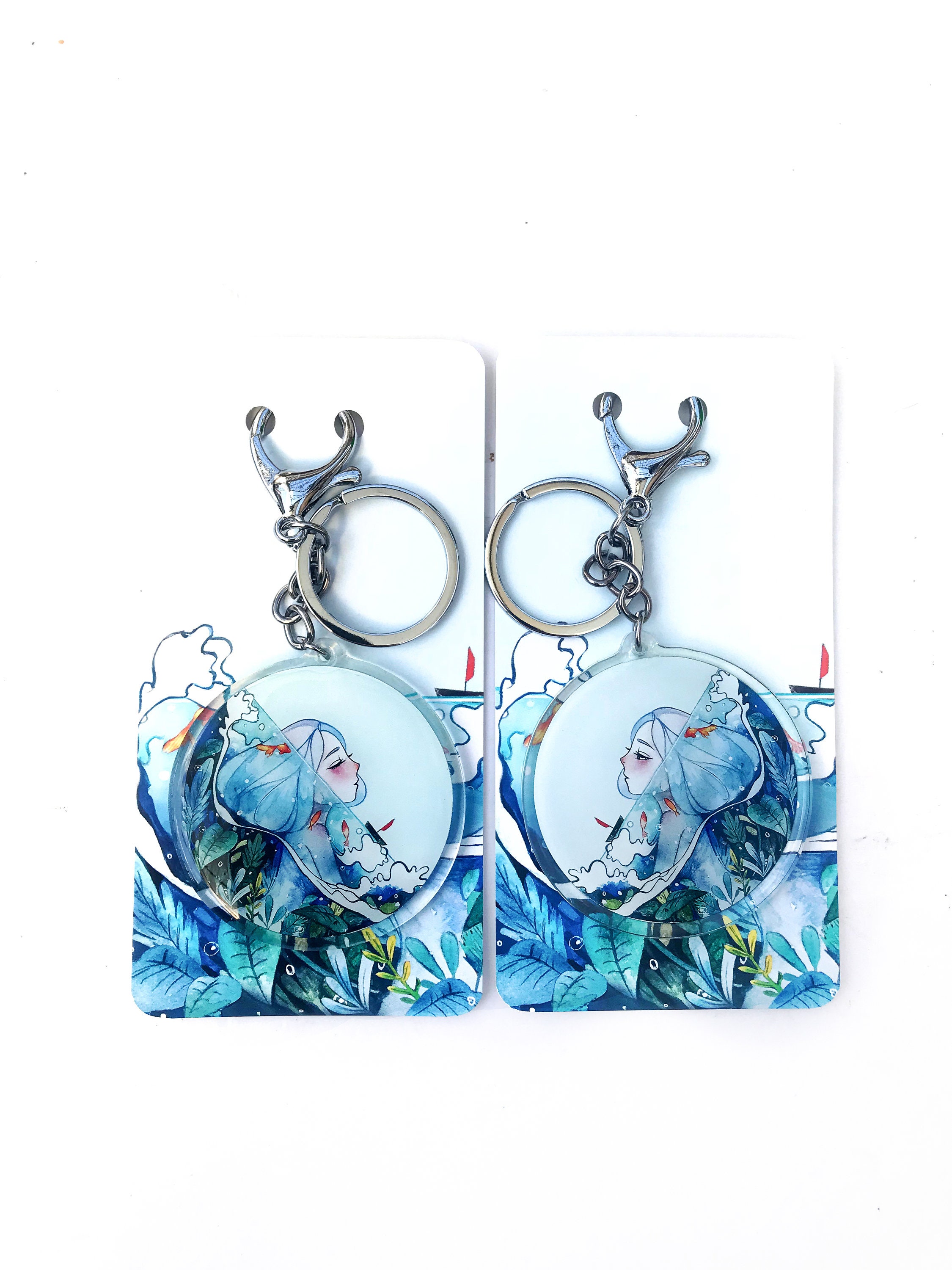 Under the Sea Watercolor Crystal Acrylic Keychain | Etsy