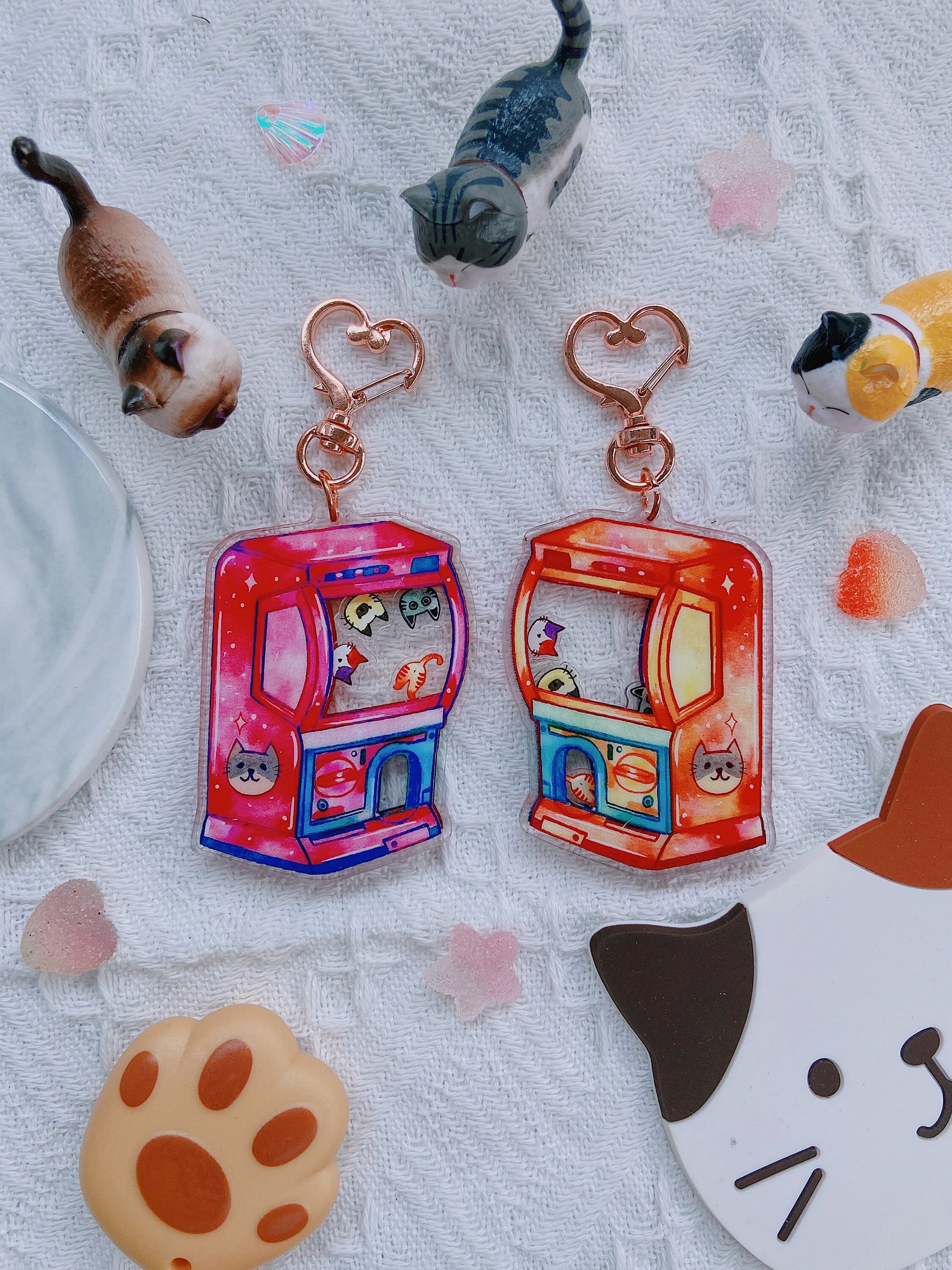 Neko Gachapon Double-sided Shaking Keychain - Etsy