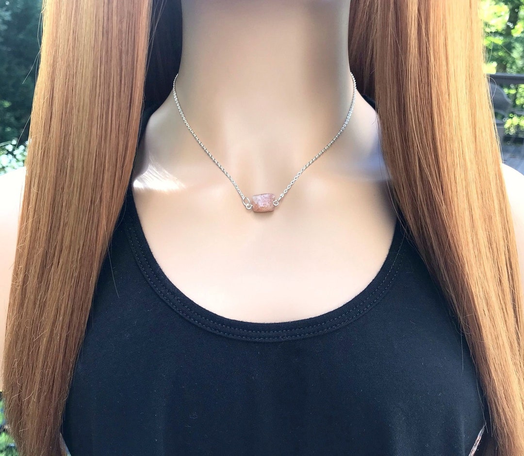 Sunstone Choker Necklace Raw Sunstone - Etsy