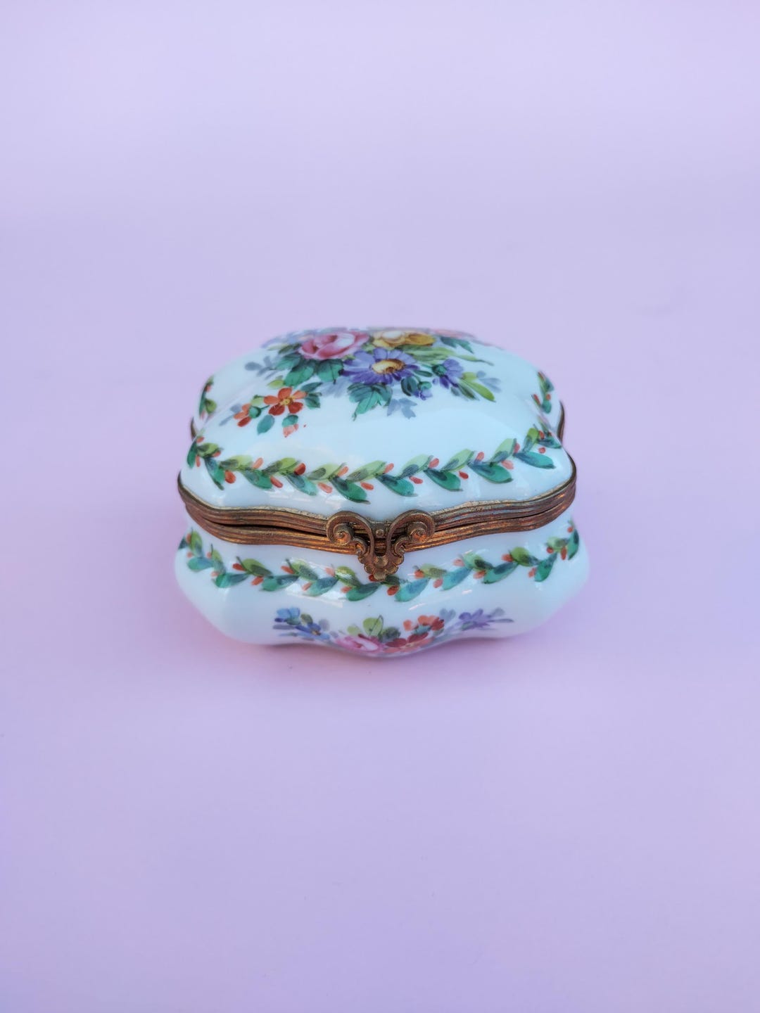 Porcelain Trinket Box Hand Painted Pill Box Porcelain - Etsy