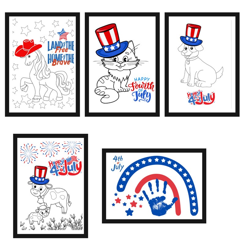 Set of 20 - 4th of July Handprint Art, Activity, Coloring Pages ...