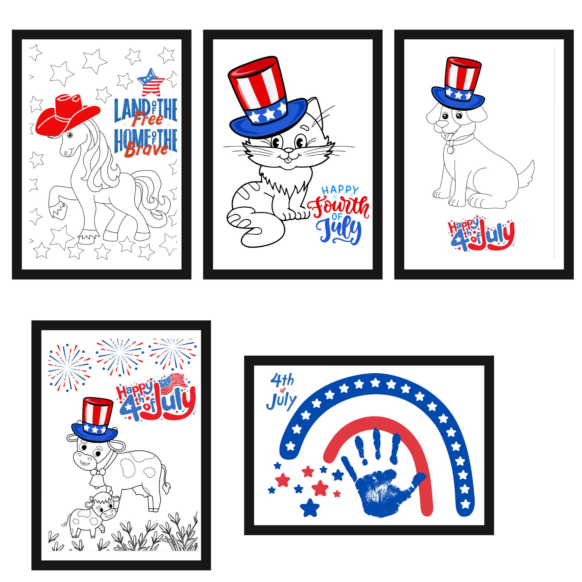 Set of 20 - 4th of July Handprint Art, Activity, Coloring Pages ...