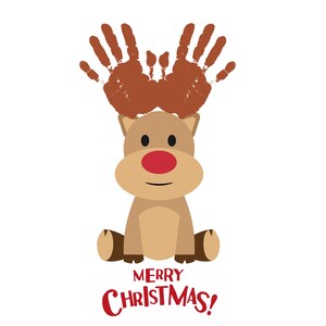 Reindeer Handprint Art Printable Handprint Christmas Craft - Reindeer ...