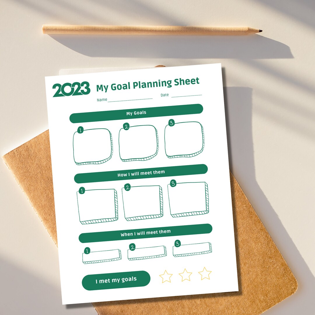 2023 Goal Planning Sheet, New Year's Resolutions, Instant Download ...