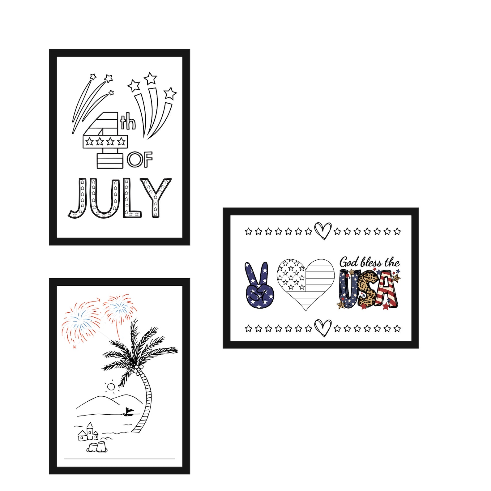 Set of 20 - 4th of July Handprint Art, Activity, Coloring Pages ...