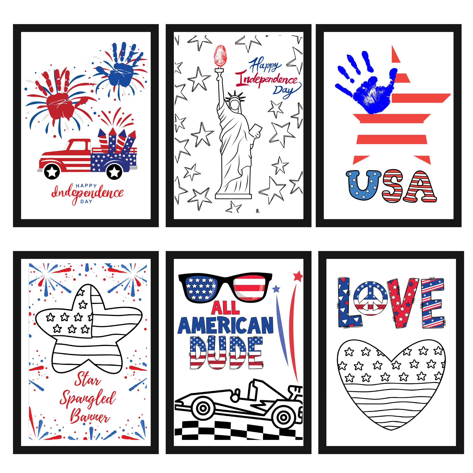 Set of 20 - 4th of July Handprint Art, Activity, Coloring Pages ...