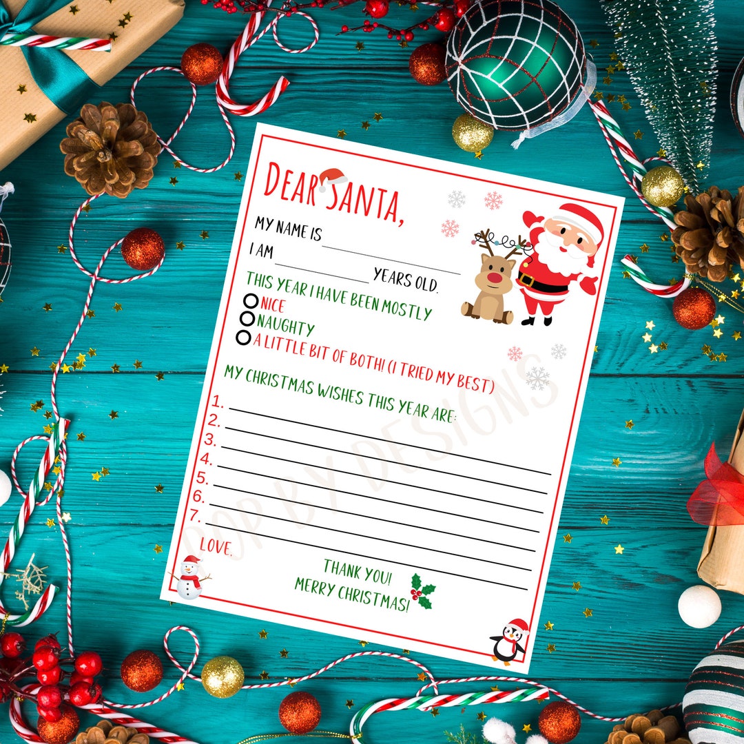 Printable Christmas Wish List, Customizable Fill in Template, Christmas ...