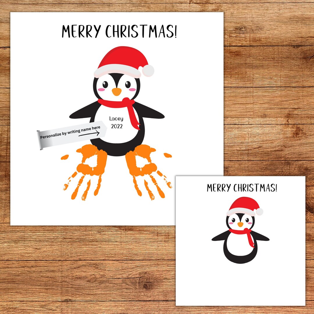 Handprint Penguin Art Printable Template- Handprint Christmas Craft ...